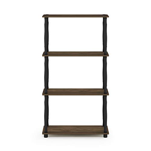 Furinno Turn-N-Tube 4-Tier Multipurpose Shelf Display Rack, Classic Tubes, Columbia Walnut/Black