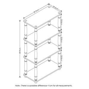 Furinno Turn-N-Tube 4-Tier Multipurpose Shelf Display Rack, Classic Tubes, Columbia Walnut/Black