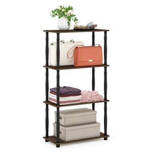 Furinno Turn-N-Tube 4-Tier Multipurpose Shelf Display Rack, Classic Tubes, Columbia Walnut/Black