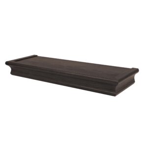 high & mighty 515606 decorative 18" floating shelf holds up to 15lbs, easy tool-free dry wall installation, beveled, retail packaging, espresso