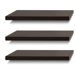 saumonieres floating shelves wall shelf solid wood for bathroom bedroom kitchen wall decor set of 3, espresso wall shelves