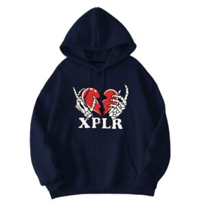 vnispan xplr merch sam and colby heartbreak hoodie women/men long sleeve pullover sweatshirt (navy blue,m)