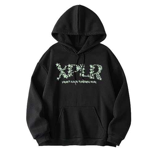 VNISPAN New XP&LR Merch Hoodie Glow In The Dark Stars Pullover Street Clothing for Men and Women (Black-1,M)