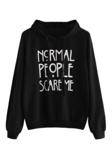 sweatyrocks sweatshirt women's long sleeve pullover sweatshirt hoodie black letter medium