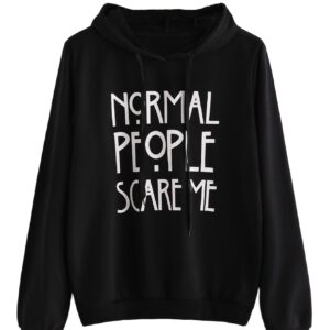 SweatyRocks Sweatshirt Women's Long Sleeve Pullover Sweatshirt Hoodie Black Letter Medium