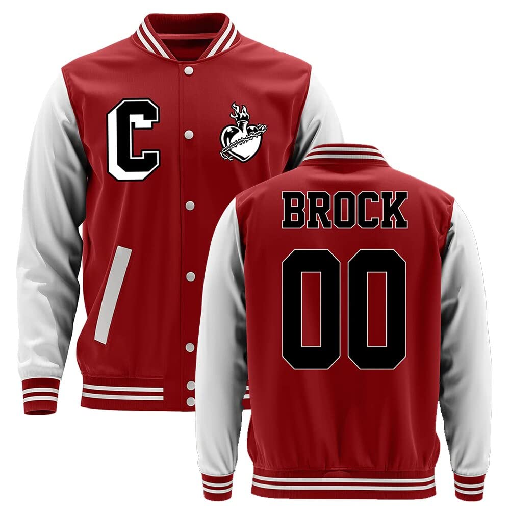 Colby Brock Red Varsity Jacket Baseball Uniform XPLR Sam and Colby Sweatshirt 2022 New Couple Clothes (JY8845A01,XL)