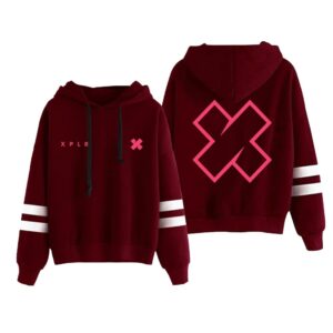 sam and colby merch xplr season 2 hoodies women men long sleeve casual pullover sweatshirt (red,s)