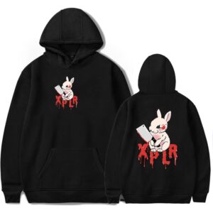 lspwafaef xplr rabbit merch hoodies man/woman sweatshirts printed casual sam and colby clothes (black,s)