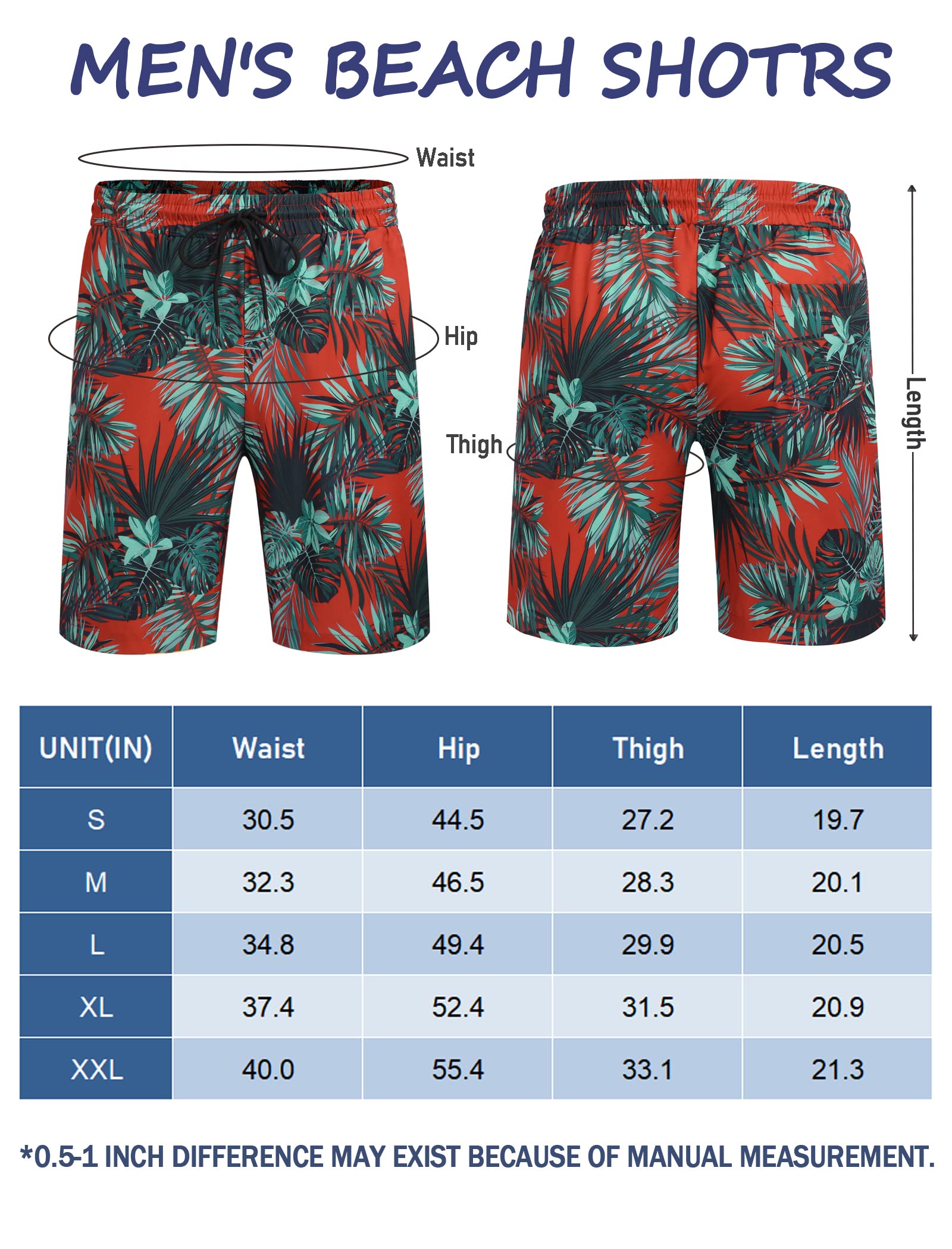 COOFANDY Men's Swim Trunks Board Shorts Summer Beach Shorts Swimsuit Swimwear for Men - No Liner