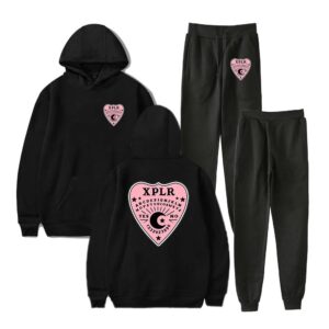 marllegebee xplr sam and colby ouija hoodie jogger pants two piece set sweatshirts+sweatpants men women's clothes (black+black,l)