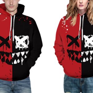 Chaos World Men's Novelty Hoodie Long Sleeves 3D Funny Graphic Print Sweatshirt Pullover(5X-Large,3 Black Red Wing)