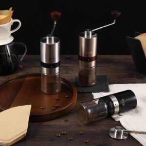 VEVOK CHEF Manual Coffee Grinder Stainless Steel Burr Grinder 6 External Adjustable Setting Vintage Hand Coffee Grinder Portable Hand Crank Conical Coffee Bean Grinder Mill for Home,Camping