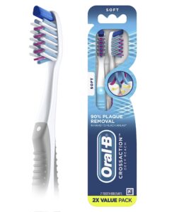 oral-b crossaction deep reach manual toothbrush, soft, 2 count