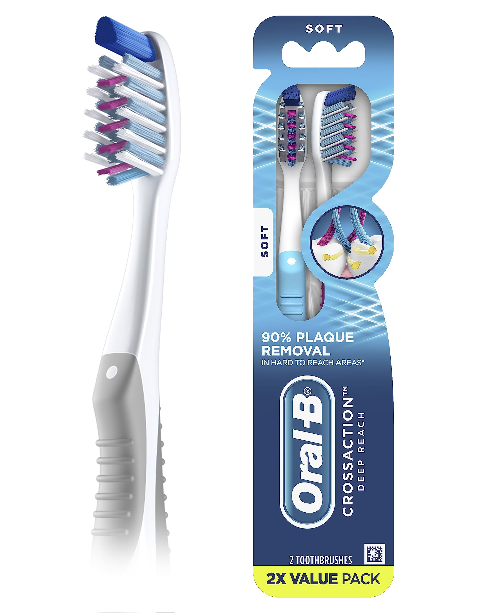 Oral-B CrossAction Deep Reach Manual Toothbrush, Soft, 2 count