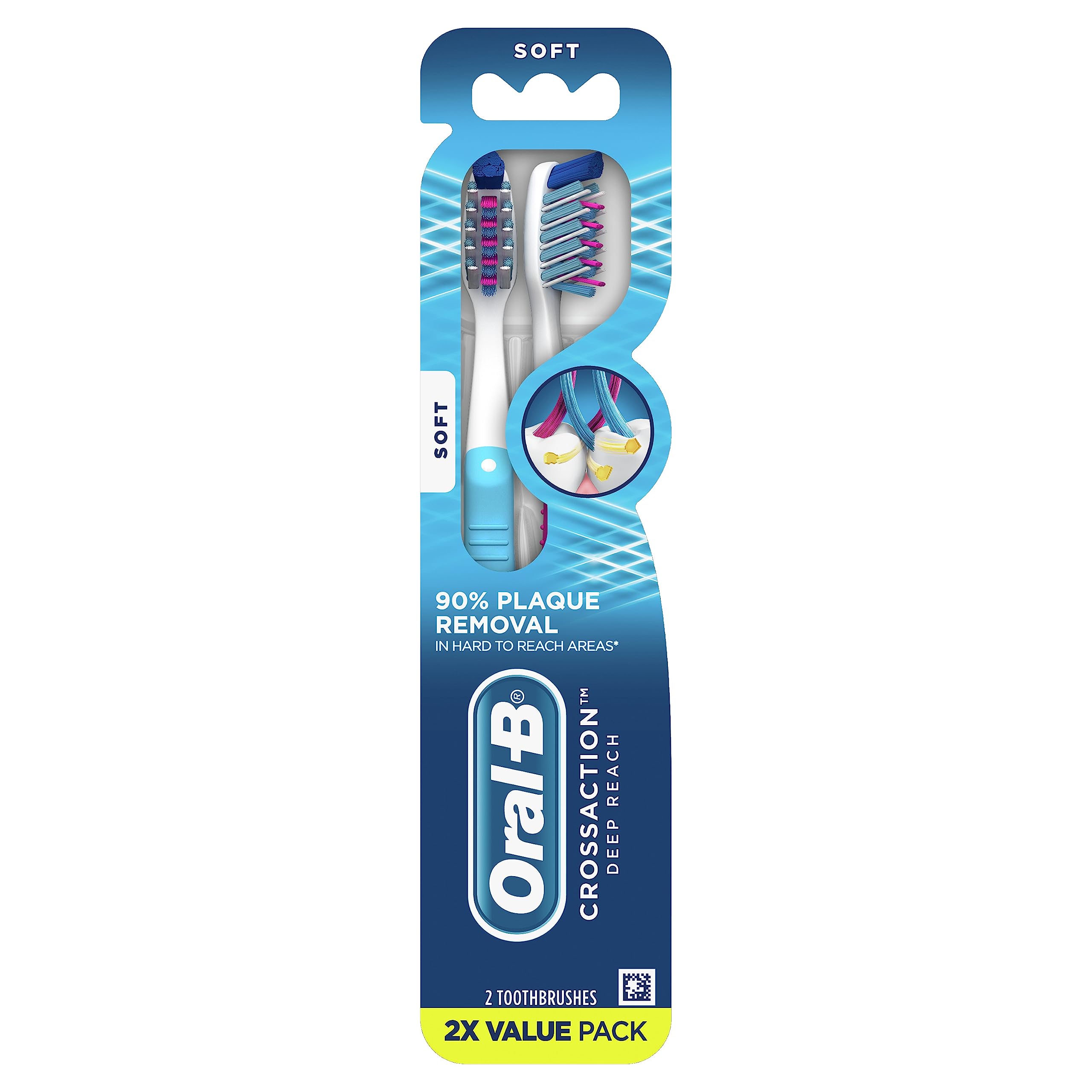 Oral-B CrossAction Deep Reach Manual Toothbrush, Soft, 2 count