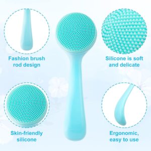 HINZIC 2 Pack Silicone Manual Facial Cleansing Brush, Skin Friendly Waterproof Face Cleaning Scrubber Exfoliator Cleanser for Blackheads Whiteheads Makeup Residues Removal- Blue & Pink