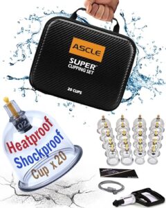 ascle super cupping set, shockproof heatproof extra thick cups, water repellent shockproof professional carrying case, 20 cups