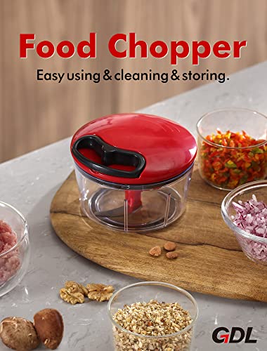 Manual Food Chopper, Hand Pull String Onion Chopper, Dishwasher Safe Food Mincer, No BPA Food Grade Material, 2.5 Cups 0.6L