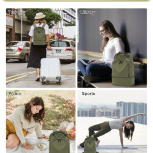 VENATIN Gym Backpack for Women Waterproof Small Gym Bag With Shoe Compartment Sports Essentials Backpack with Wet Dry Pocket,Green…