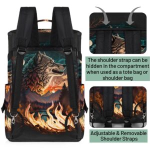 Animal wolf Gym Duffle Bag Backpack Waterproof with Shoes Compartment Travel Sling Bag Casual Daypack for Men and Women Shoulder Weekender Overnight Bag