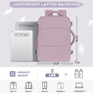 Getravel Travel Backpack, Carry On Backpack, Personal Item Bag for Airlines, Lightweight Casual Work College Gym Hiking Daypack Weekender bag, Laptop Backpack, Light Purple