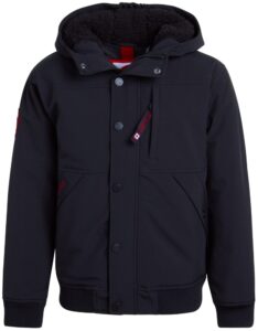 canada weather gear boys winter jacket - heavyweight softshell bomber parka ski coat (8-20), size 10-12, black