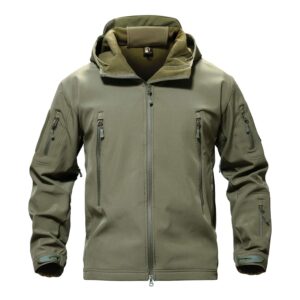 tacvasen men windproof softshell tactical hoodie fleece hunting jacket coat army green,us xl