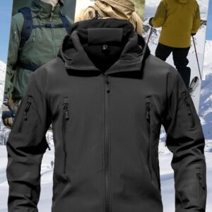 TACVASEN Men Windproof Softshell Tactical Hoodie Fleece Hunting Jacket Coat Army Green,US XL