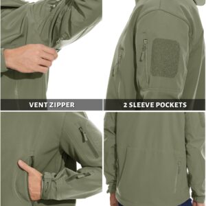 TACVASEN Men Windproof Softshell Tactical Hoodie Fleece Hunting Jacket Coat Army Green,US XL