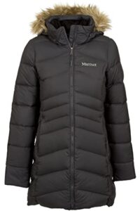 marmot women's montreal mid-thigh length down puffer coat, dark steel,medium