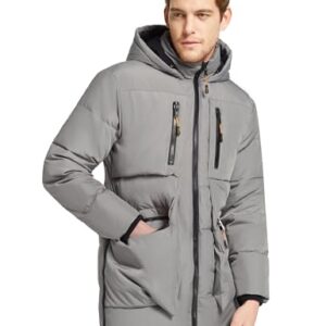 Orolay Men's Thickened Down Jacket Hooded Winter Coats with 6 Pockets Grey L