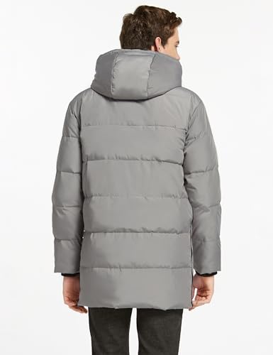 Orolay Men's Thickened Down Jacket Hooded Winter Coats with 6 Pockets Grey L