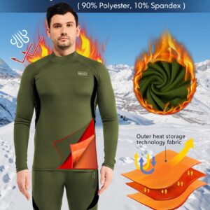 romision Turtle Neck Long Johns Thermal Underwear for Men Fleece Base Layer Cold Weather Top and Bottom Set Hunting Gear