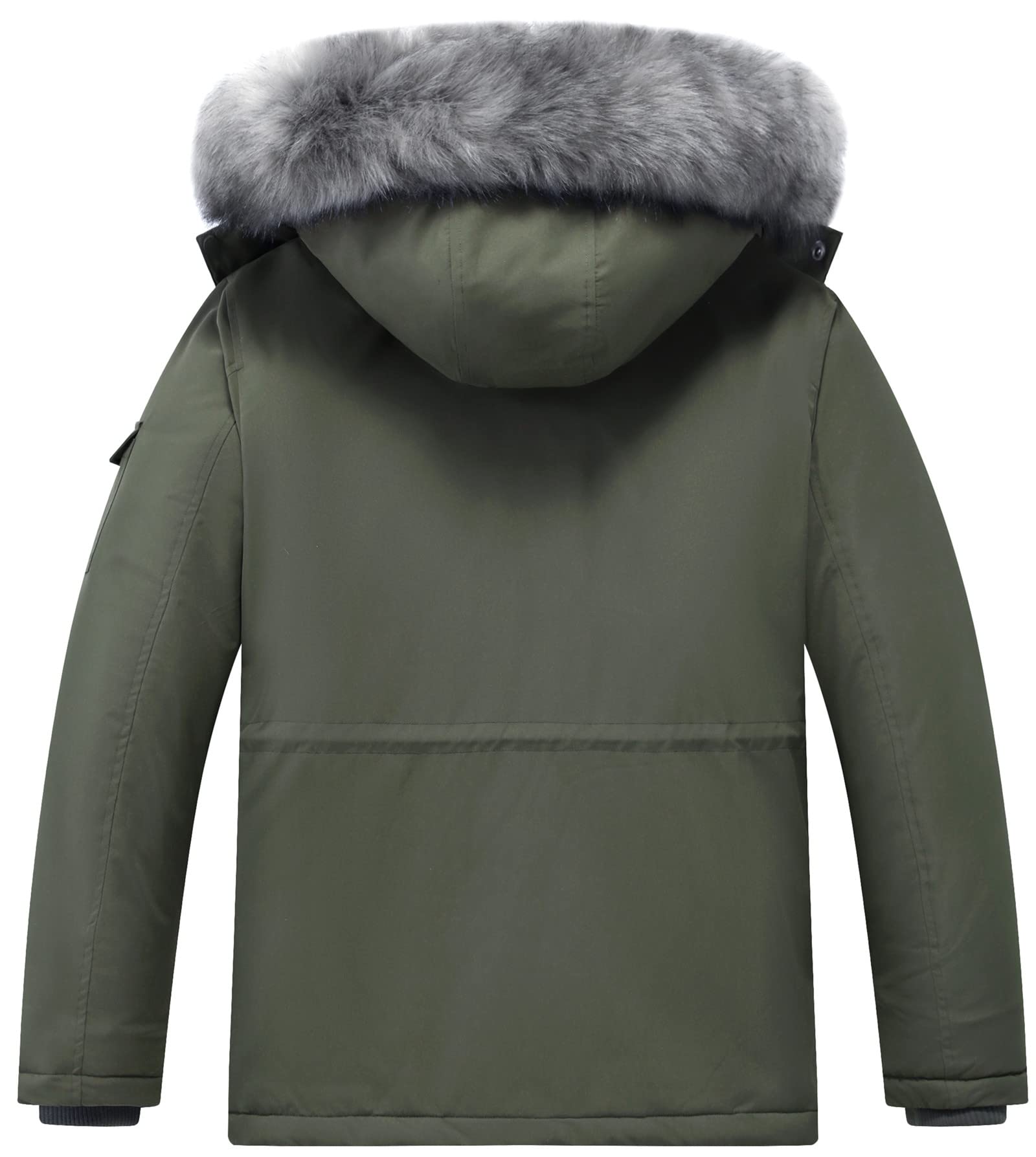 GGleaf Men's Winter Parka Jacket Puffer Jacket Thickened Padded Winter Coat with Fur Hood Army Green S