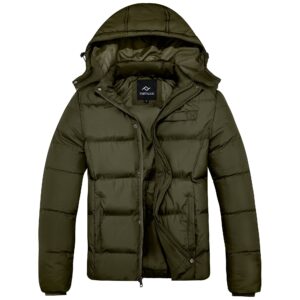 farvalue mens winter coats warm puffer jacket thicken winter parka padded outwear with hood army green medium