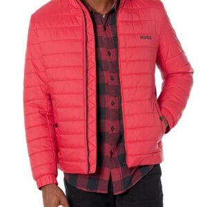 HUGO Boss Mens Lightweight Puffer Jacket Down Coat, Vibrant Red, Large US