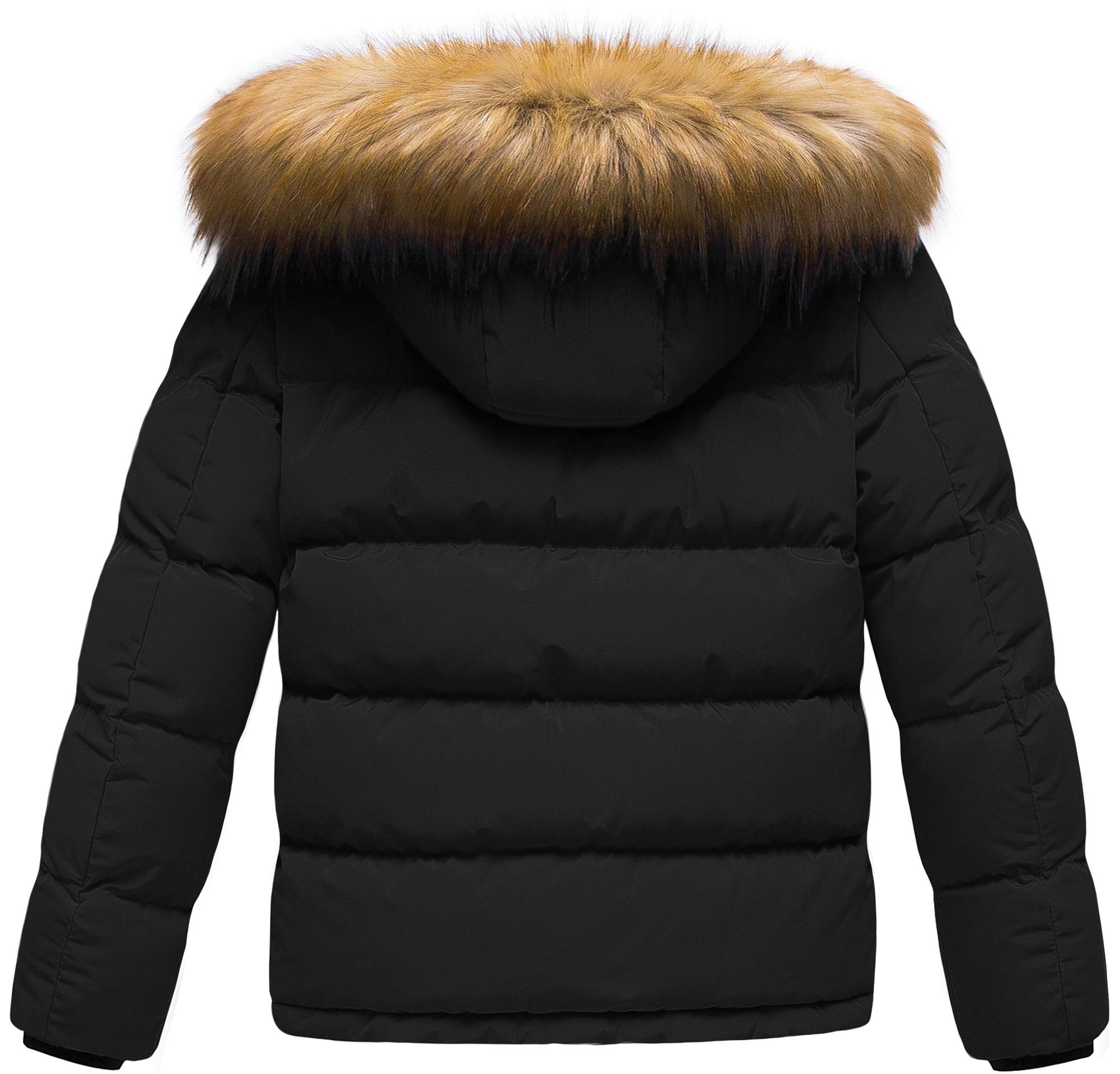 CREATMO US Boy's Padded Winter Coat Windproof Puffer Jacket With Removable Hood Black 14/16