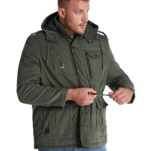 Mr.Stream Men's Winter Hooded Jacket Windproof Sherpa Lined Fleece Windbreaker Coat Outerwear Warm Parka 3256 Green M