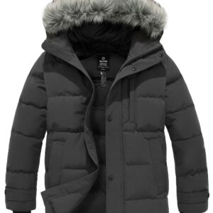 wantdo Men's Waterproof Winter Jacket Warm Coats Puffy Coats (Dark Gray, X-Large)