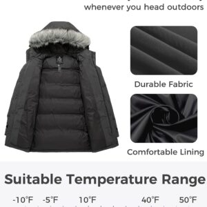 wantdo Men's Waterproof Winter Jacket Warm Coats Puffy Coats (Dark Gray, X-Large)