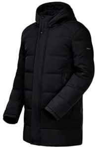 orolay men's double snap winter down coat thickened jacket with stand collar pirate black m