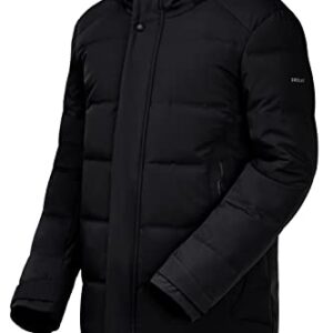 Orolay Men's Double Snap Winter Down Coat Thickened Jacket with Stand Collar Pirate Black M