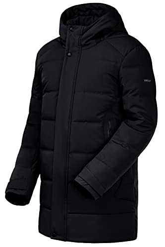 Orolay Men's Double Snap Winter Down Coat Thickened Jacket with Stand Collar Pirate Black M