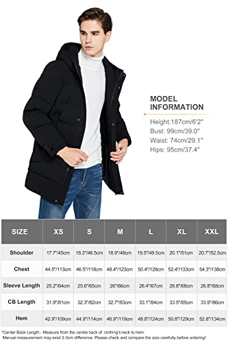 Orolay Men's Double Snap Winter Down Coat Thickened Jacket with Stand Collar Pirate Black M