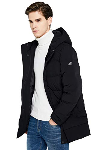 Orolay Men's Double Snap Winter Down Coat Thickened Jacket with Stand Collar Pirate Black M