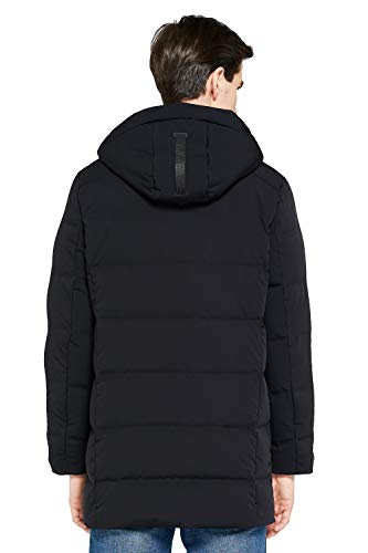 Orolay Men's Double Snap Winter Down Coat Thickened Jacket with Stand Collar Pirate Black M