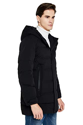 Orolay Men's Double Snap Winter Down Coat Thickened Jacket with Stand Collar Pirate Black M