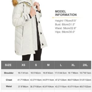 Orolay Women's Hooded Slim Puffer Jacket Quilted Mid Length Winter Down CoatWhite L