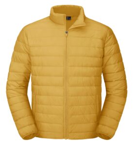 magcomsen puffer jacket men packable down jacket lightweight winter coats waterproof insulated jacket ginger l