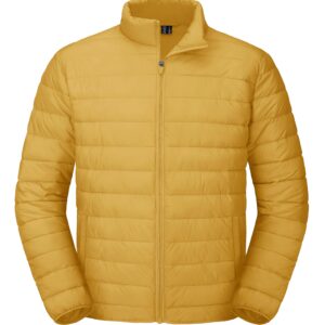 MAGCOMSEN Puffer Jacket Men Packable Down Jacket Lightweight Winter Coats Waterproof Insulated Jacket Ginger L